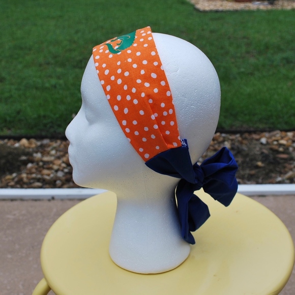 Handmade | Accessories | Orange Blue Gator Tie Headband Game Day | Poshmark